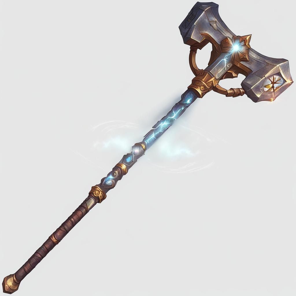 magic war hammer gleaming with radiant heavenly energy. 5e style. - AI ...