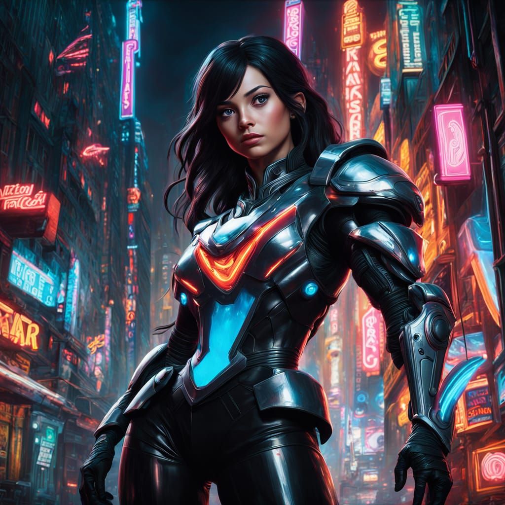 Nintendo Switch as a girl - Girl in Futuristic Armour with S...