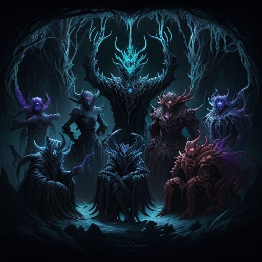 Mysterious Beasts of the Dark Underworld - AI Art