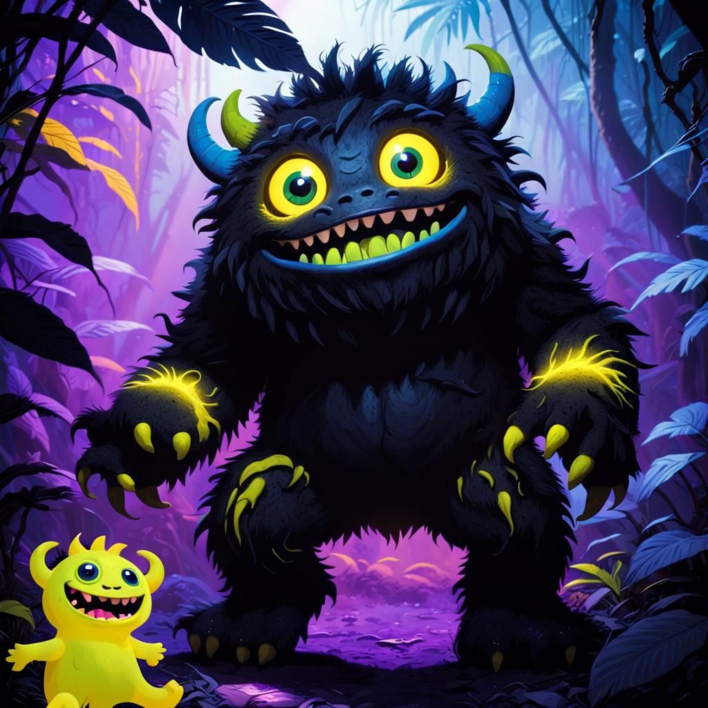 Black light cuddle monster - AI Generated Artwork - NightCafe Creator