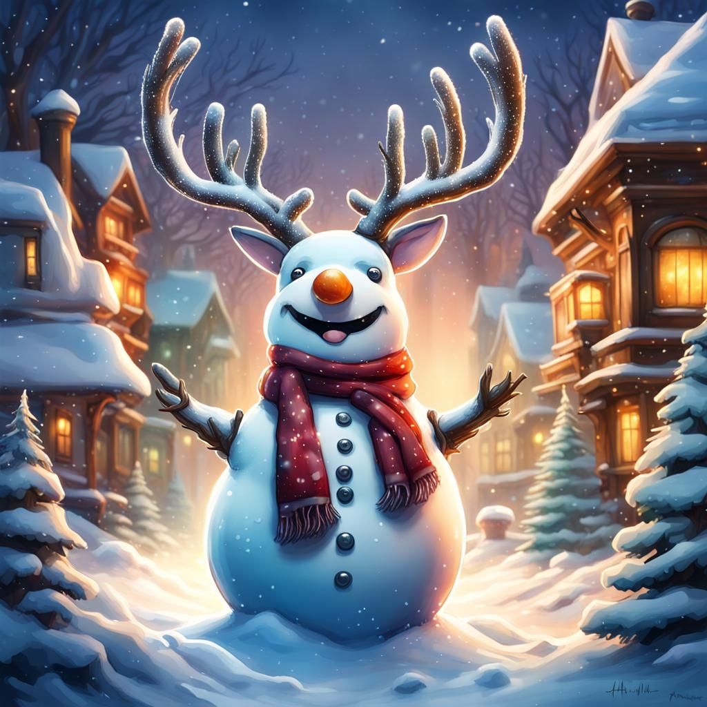 Snowman Rudolf - AI Generated Artwork - NightCafe Creator