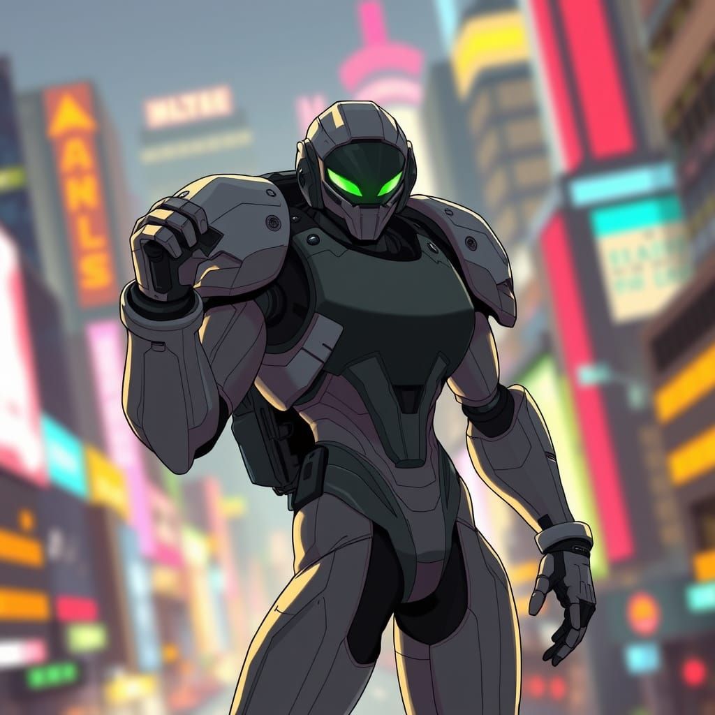 Mecha - Anime Mecha Pilot in Futuristic Cityscape