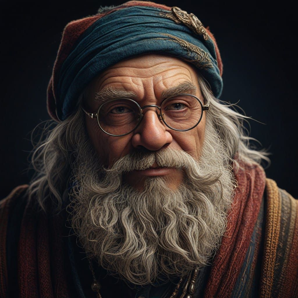Grizzled Gruff Dwarf Diviner - Dramatic Portrait of a Grizzl...