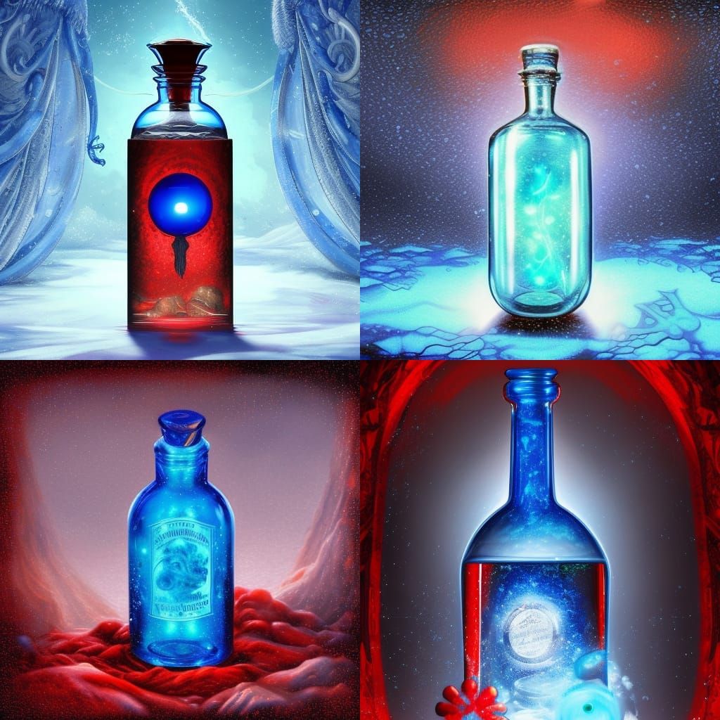 fantasy concept art of an illuminated Blue liquid with floating eyes in ...