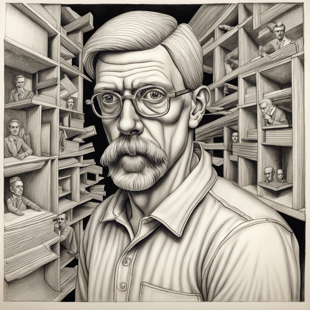 A Man and his thoughts. M C Escher - AI Generated Artwork - NightCafe ...