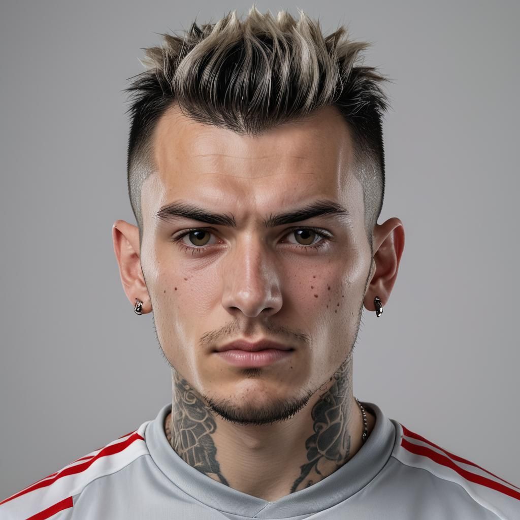 Detailed Portrait of Soccer Player with Mohawk - AI Art