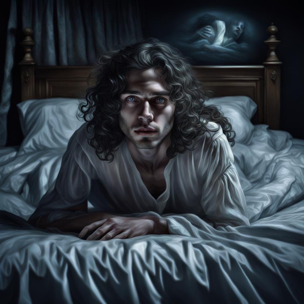 creepy guy in bed - AI Generated Artwork - NightCafe Creator