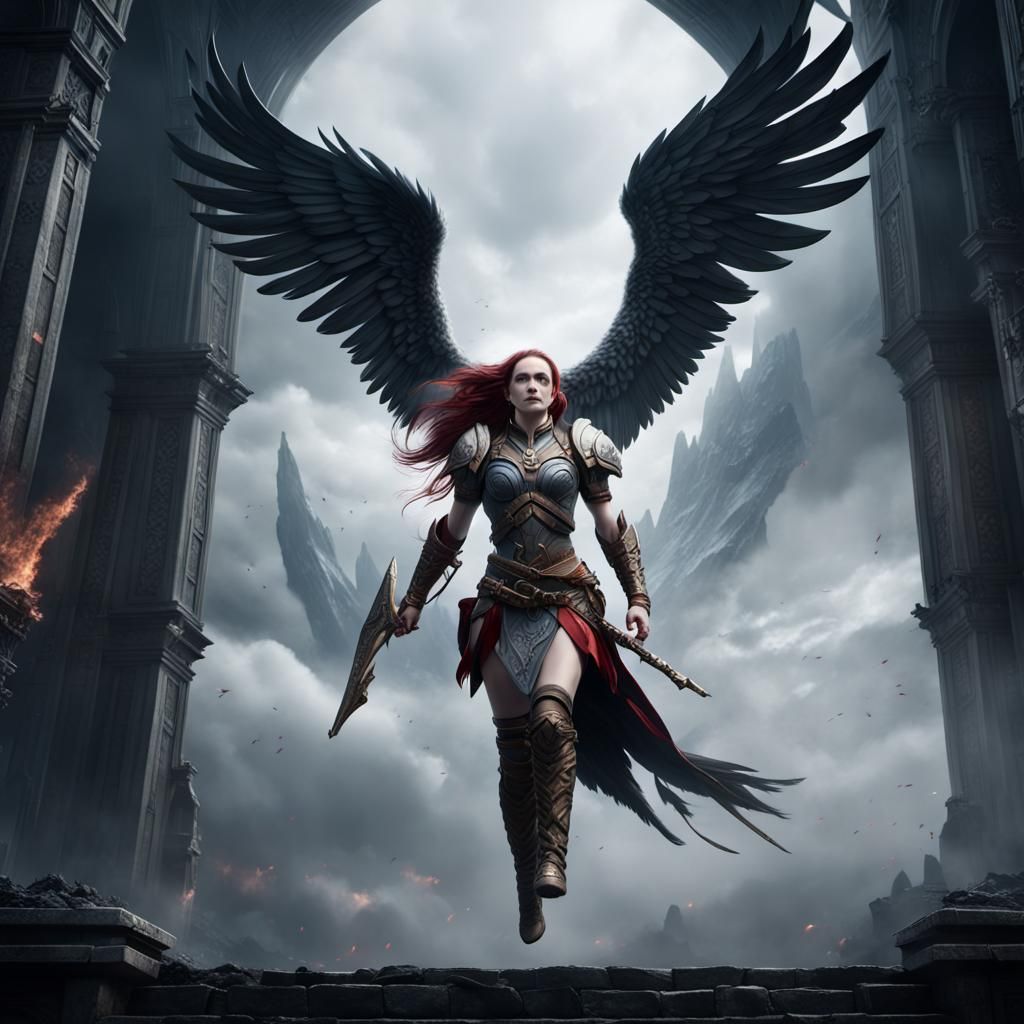 Dark Valkyrie Flying - AI Generated Artwork - NightCafe Creator