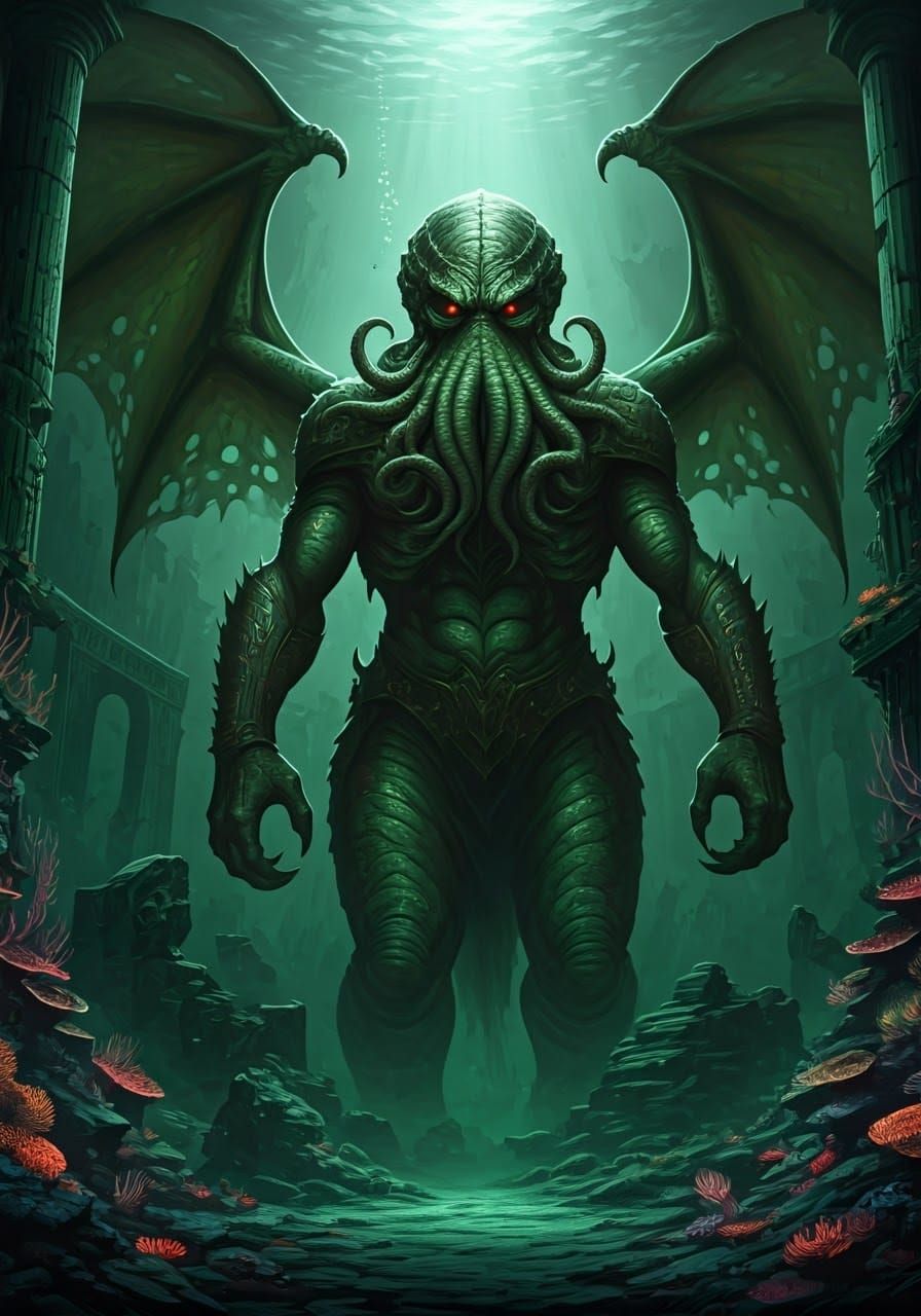 Ancient, Lovecraftian Entity Rises from the Depths... - AI Art