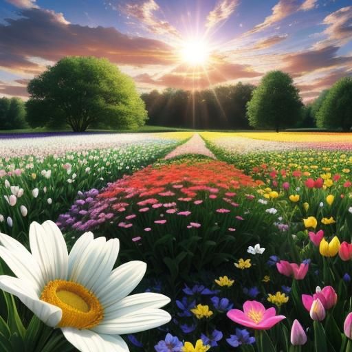 Glorious Spring flowers in bloom, filling out the radiant polished ...