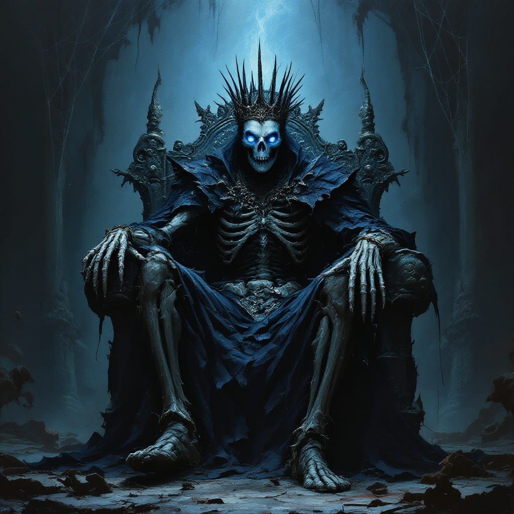 In a dark tomb sits the dead king on his ancient throne