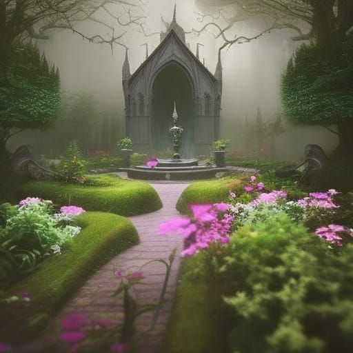 Ethereal gothic Garden with Natural oasis in the middle& gothic vibes ...