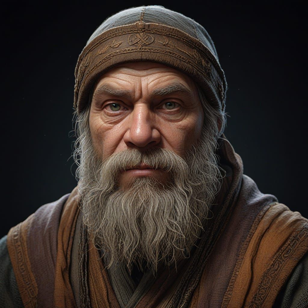 Gruff Dwarf Monk - Surreal Dwarf Monk Portrait in Hyperdetai...