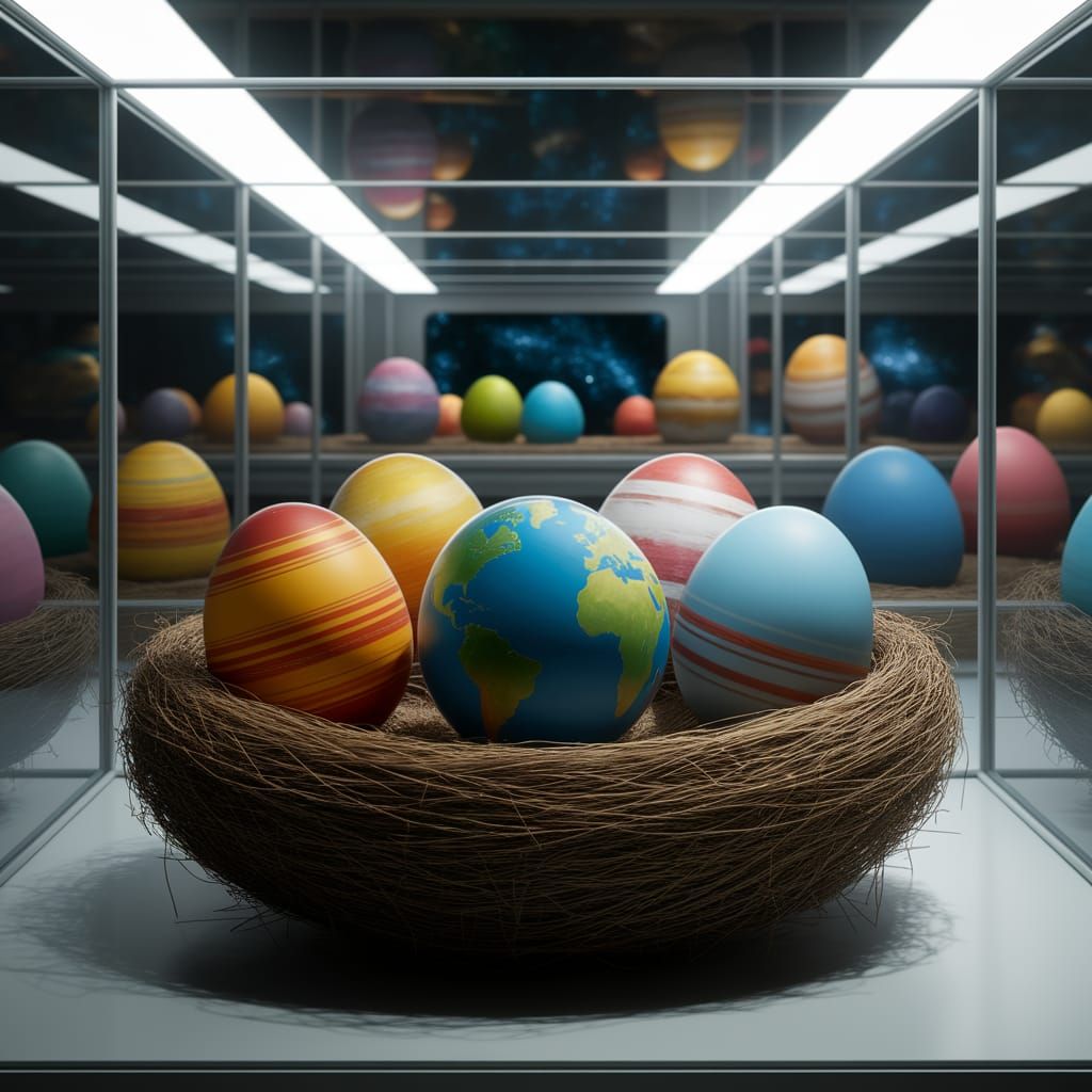 The solar system in egg form 2 - Realistic Eggs Depicting th...