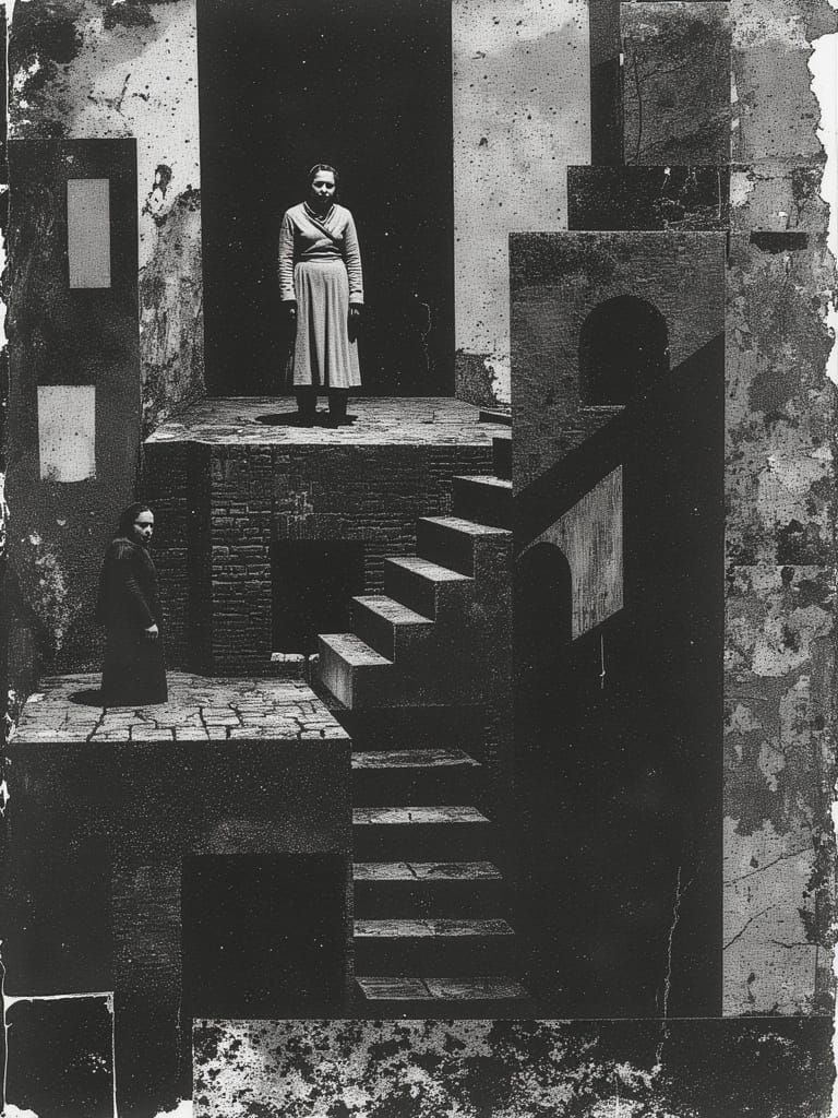 Escher-Inspired Geometric Cityscape with Golden Ra... - AI Art