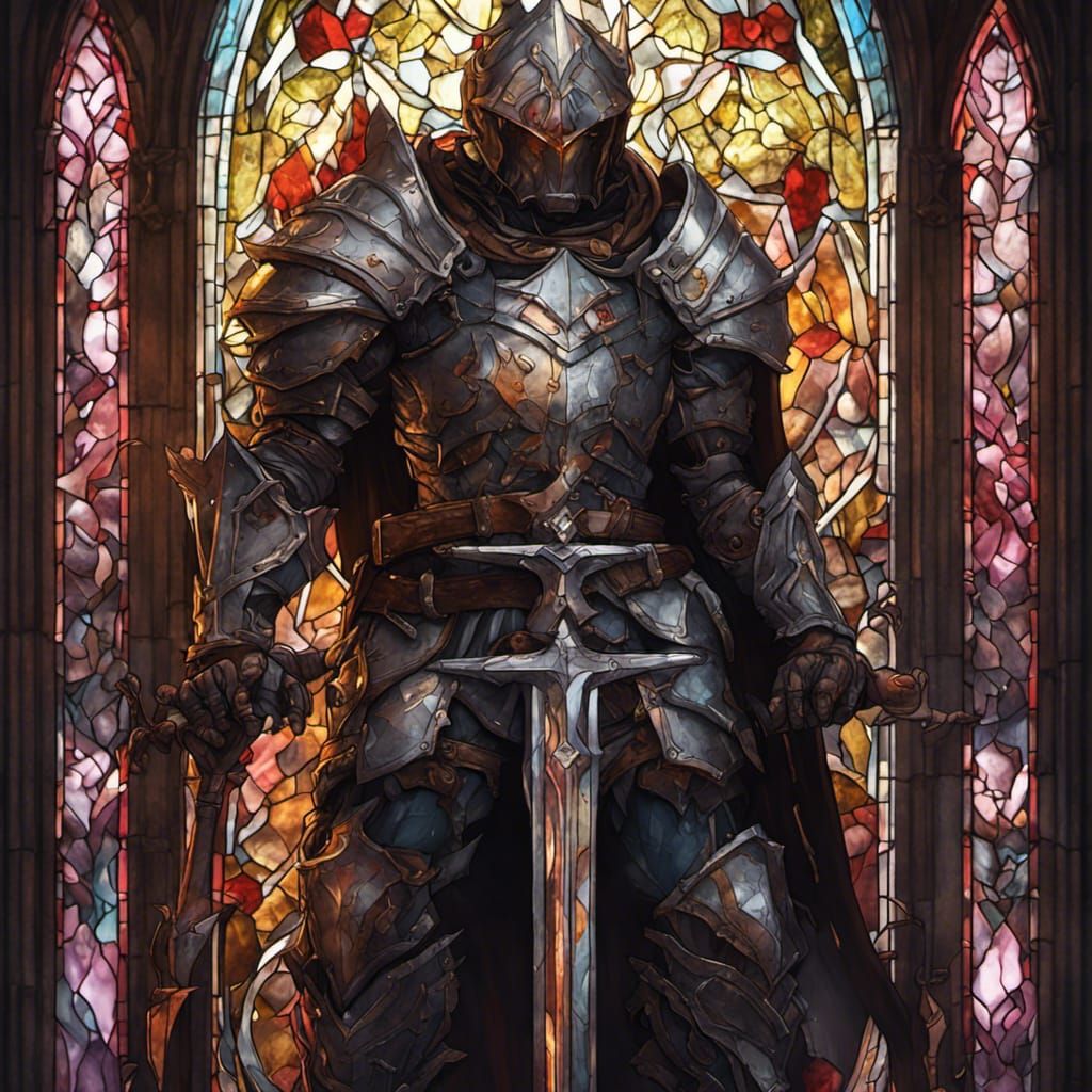 stained glass goblin slayer - AI Generated Artwork - NightCafe Creator