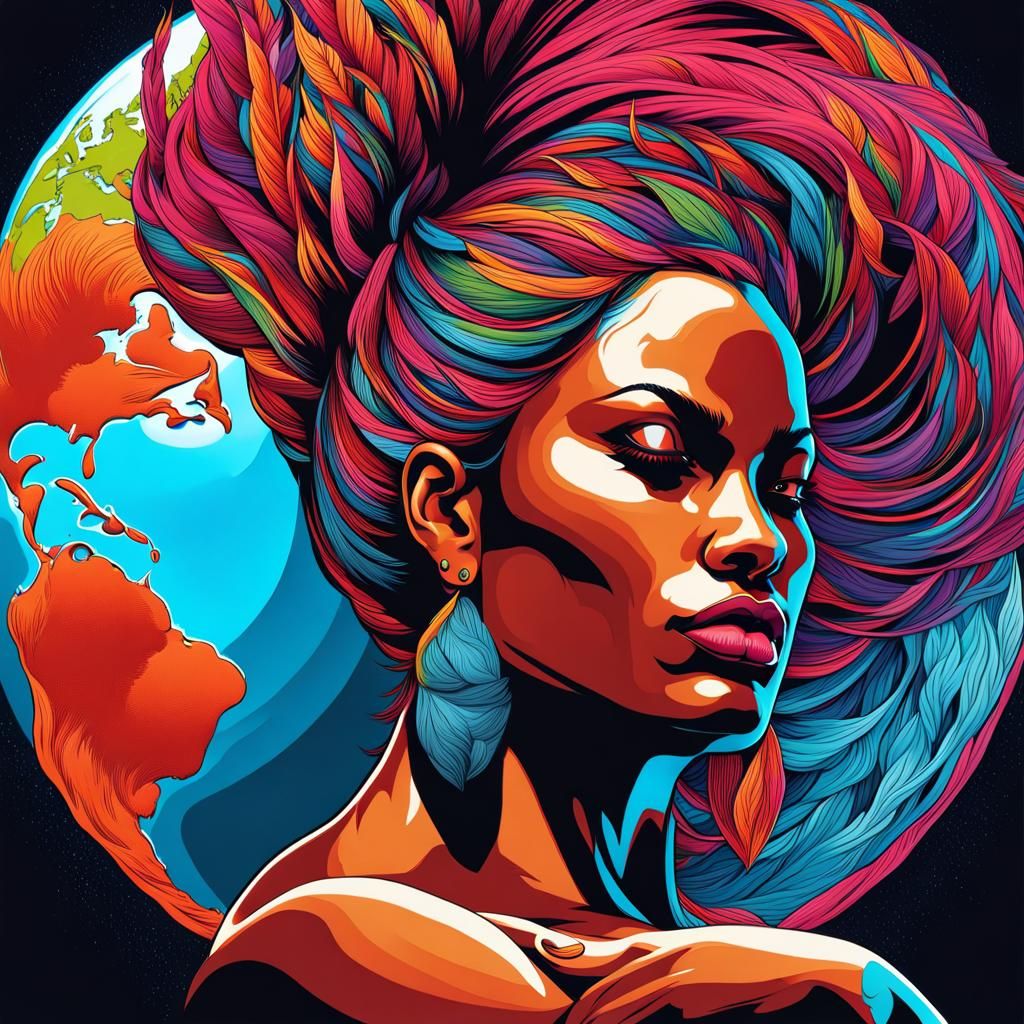 World On Her Shoulders - Powerful Woman Holds Earth in Vibra...