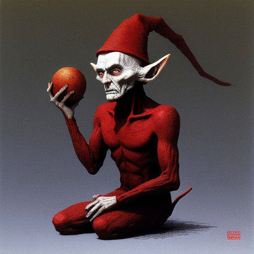 Surrealist Elf Scene in Dark, Moody Watercolor - AI Art