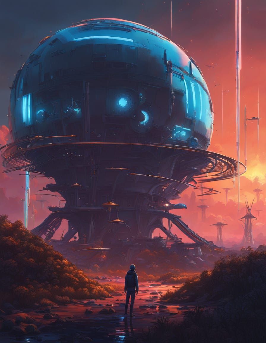 Surreal Solarpunk Wind Farm Blooms Like a Delicate... - AI Art