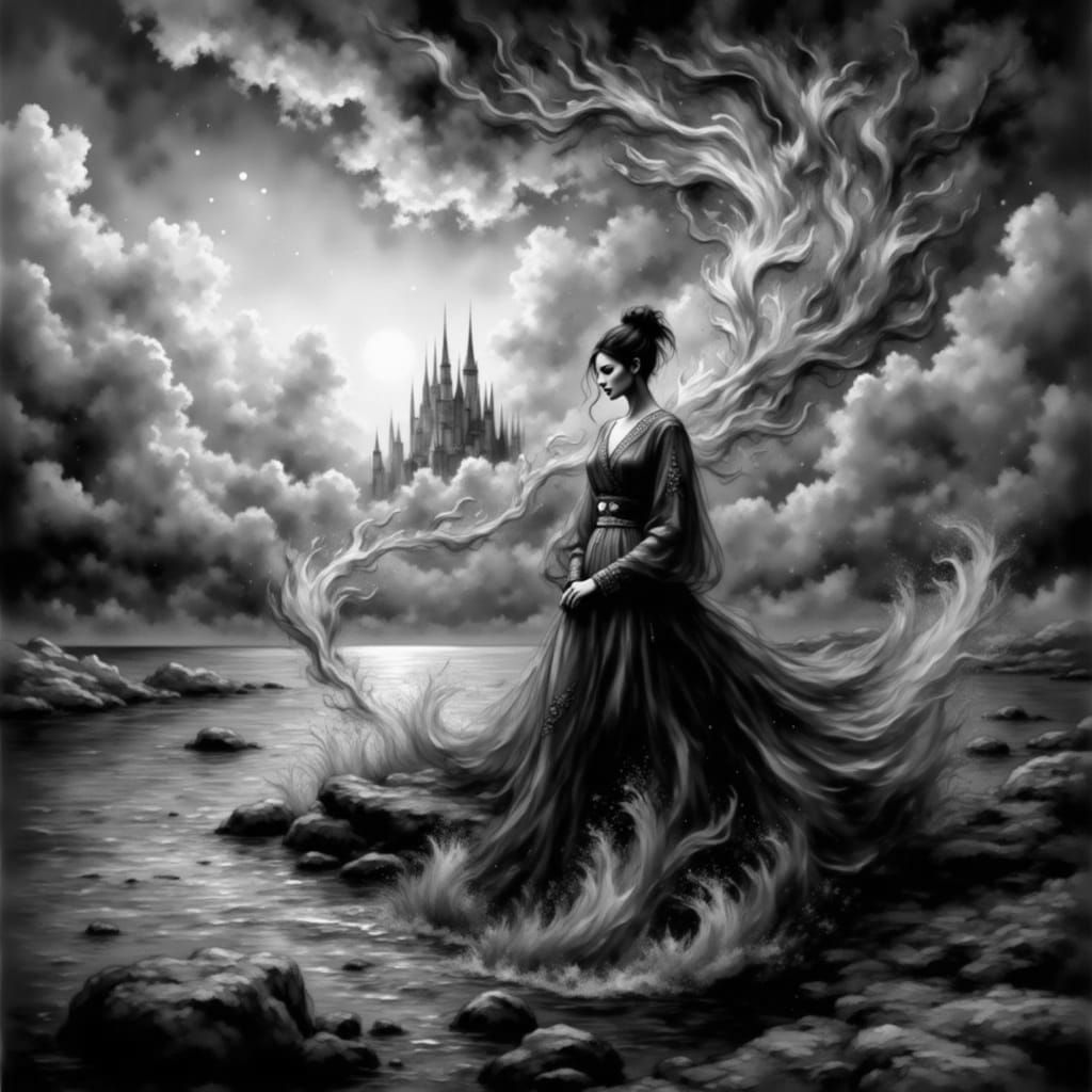 Elemental Nymph - Mystical Sorcerer on a Highland Lake Shore