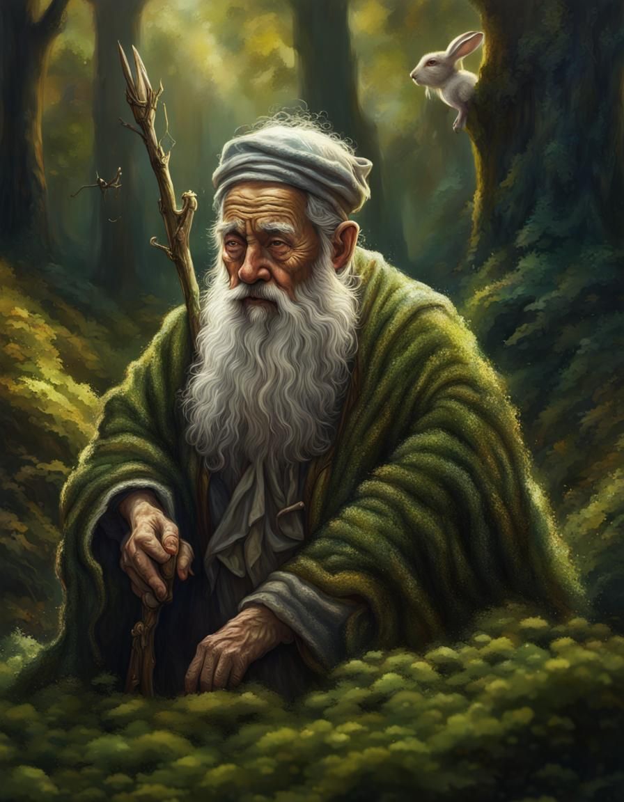 Old Wise Man in the Forest - AI Generated Artwork - NightCafe Creator