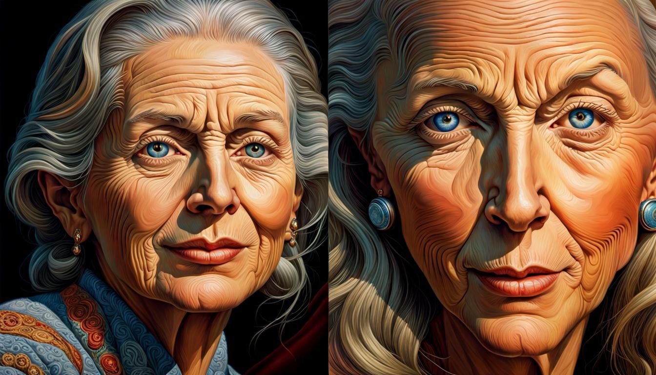 6 Pictures (6/6): The face of a 70-year-old woman, aged but graceful ...