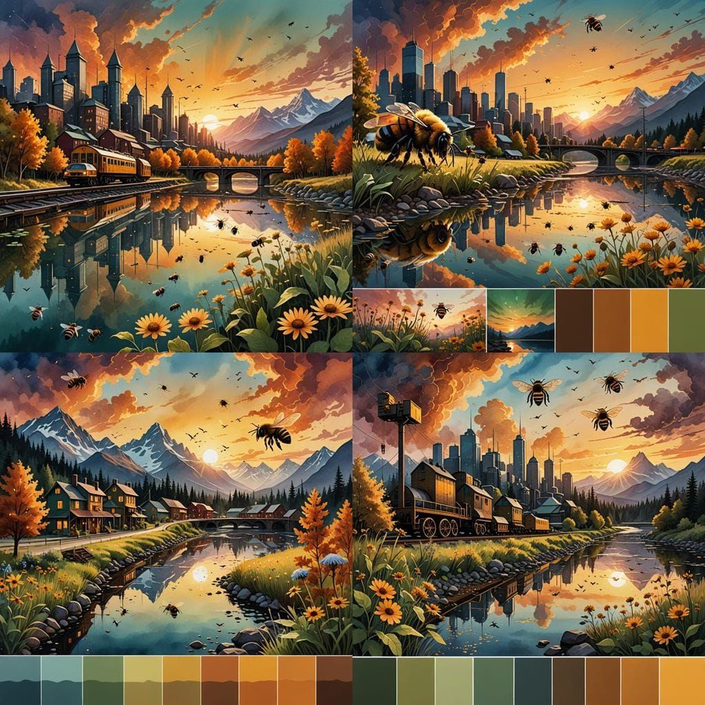 Double exposure+ Silhouette of a Bee+ Bees dressed as Human worker ...