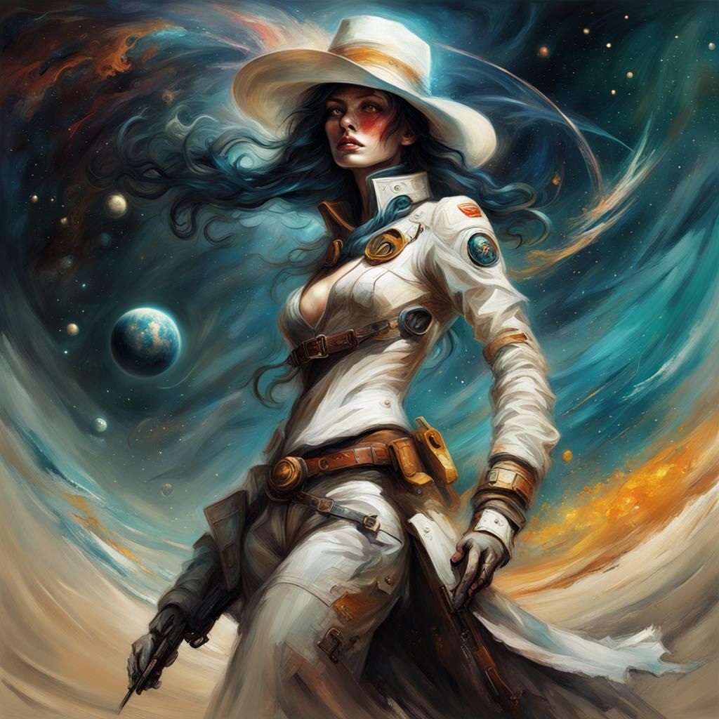 Space Cowgirl Woman Art By J M W Turner Vs Terra Aquarius Por Ryohei Hase Apterus