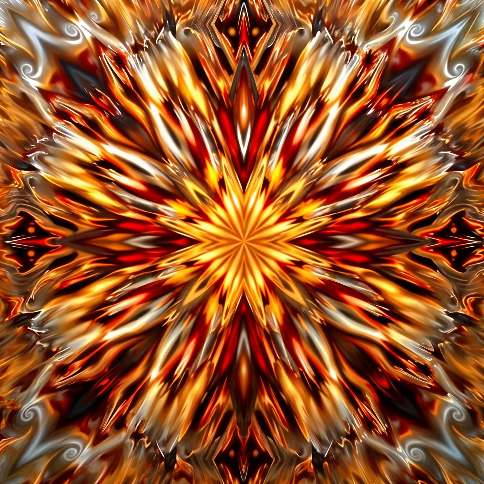 Iridescent Fractals in Metallic Harmony - AI Art