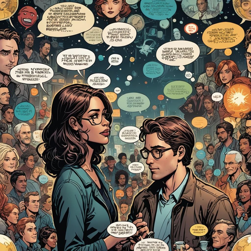 people talking sweet nothings, text in chat bubbles