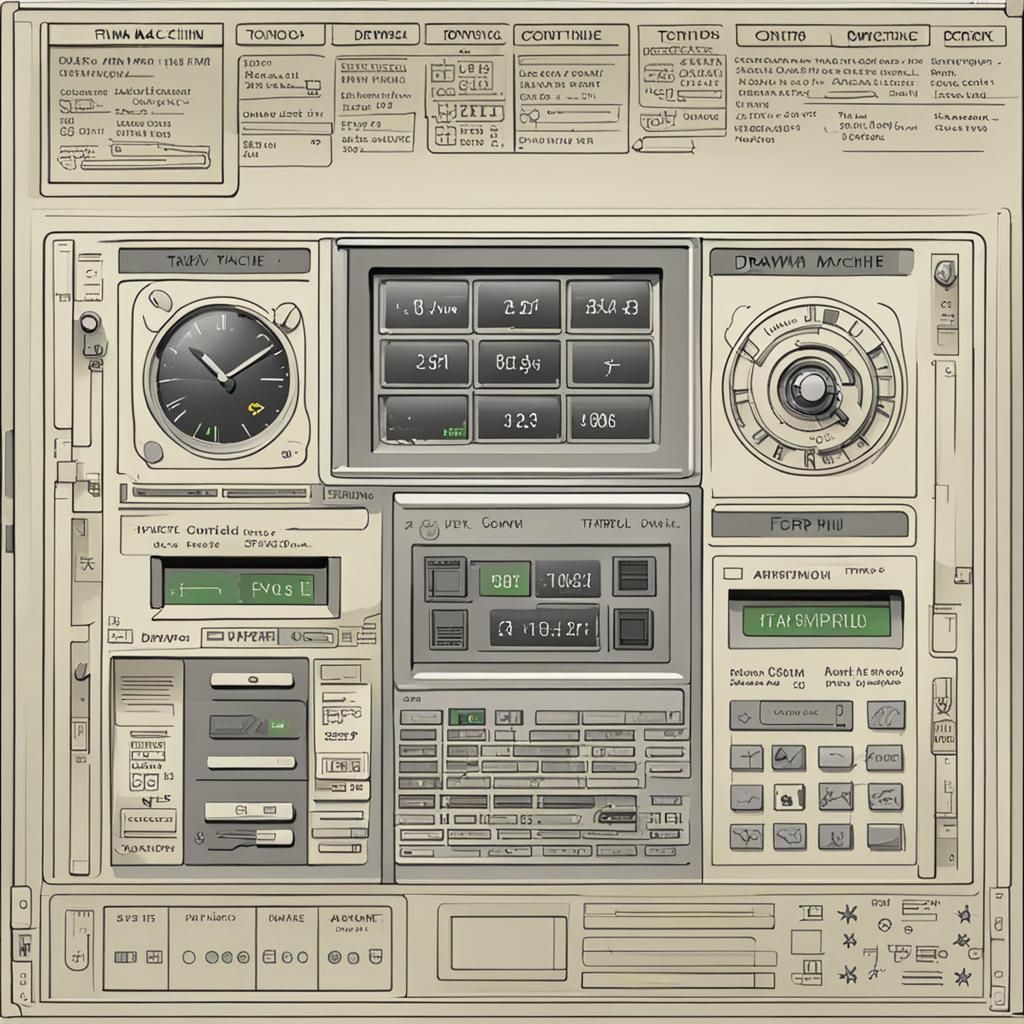 Draw a time machine control panel, which is a device similar to an ...