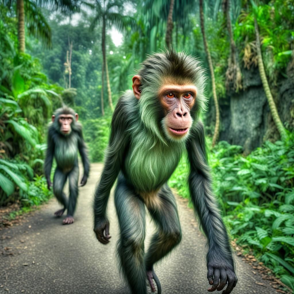 Monkeys in a jungle - AI Generated Artwork - NightCafe Creator