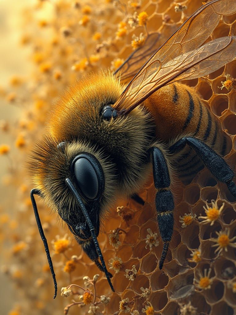 Bees - Mystical Bees in a Surreal Honeycomb Hive