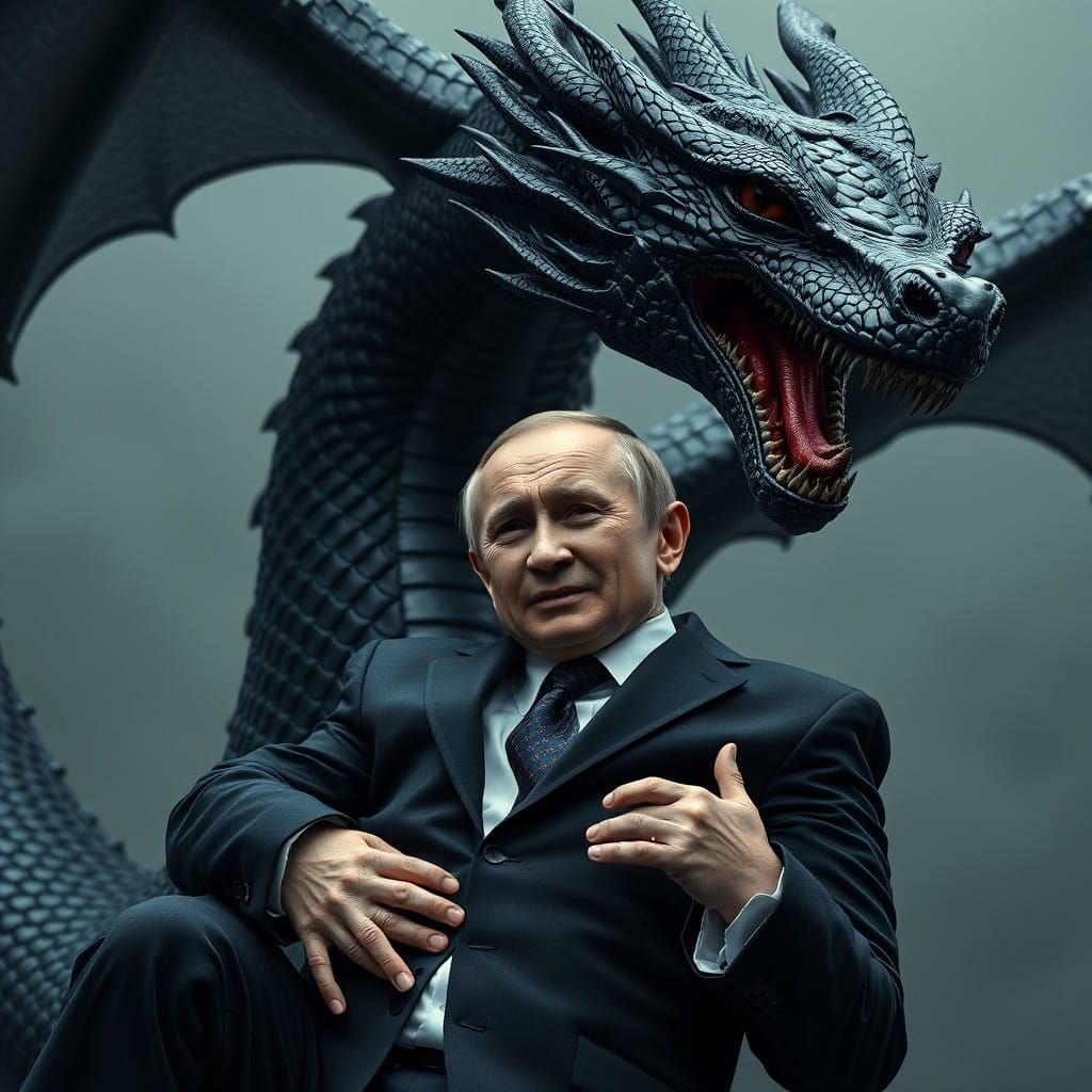 Obsidian Dragon Holding Vladimir Putin