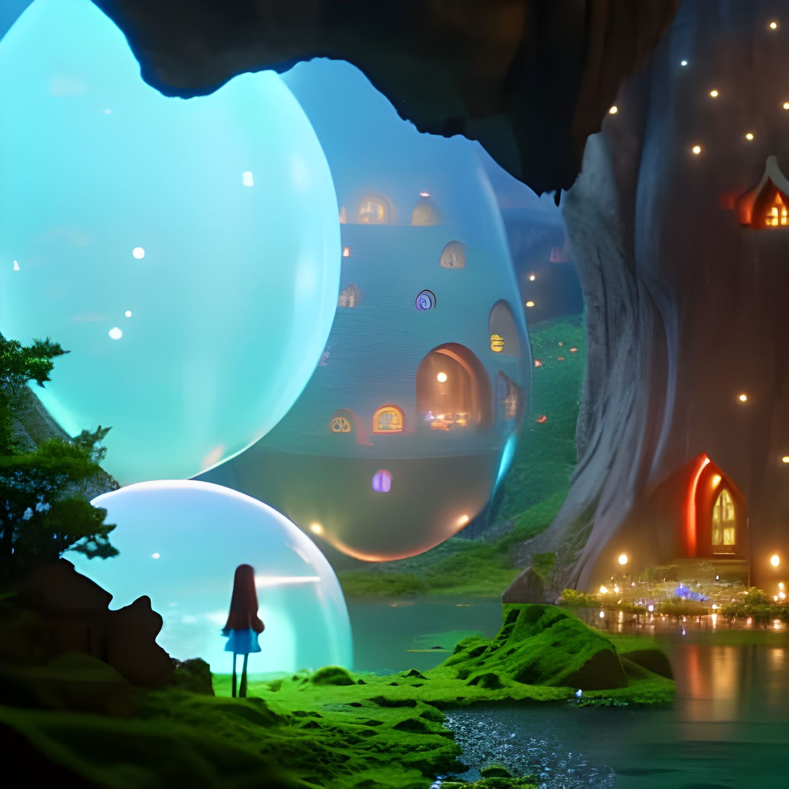 The Cavernous Secret Fae Village - AI Generated Artwork - NightCafe Creator