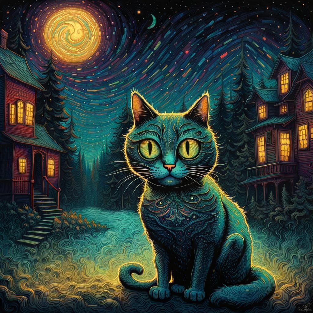 Moonlight Cat - AI Generated Artwork - NightCafe Creator