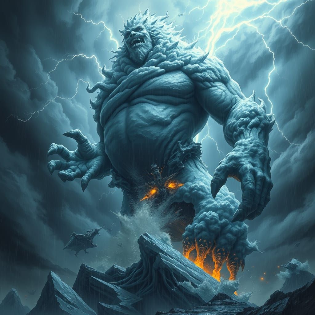 Storm Elemental Rises from Turbulent Skies in Cine... - AI Art
