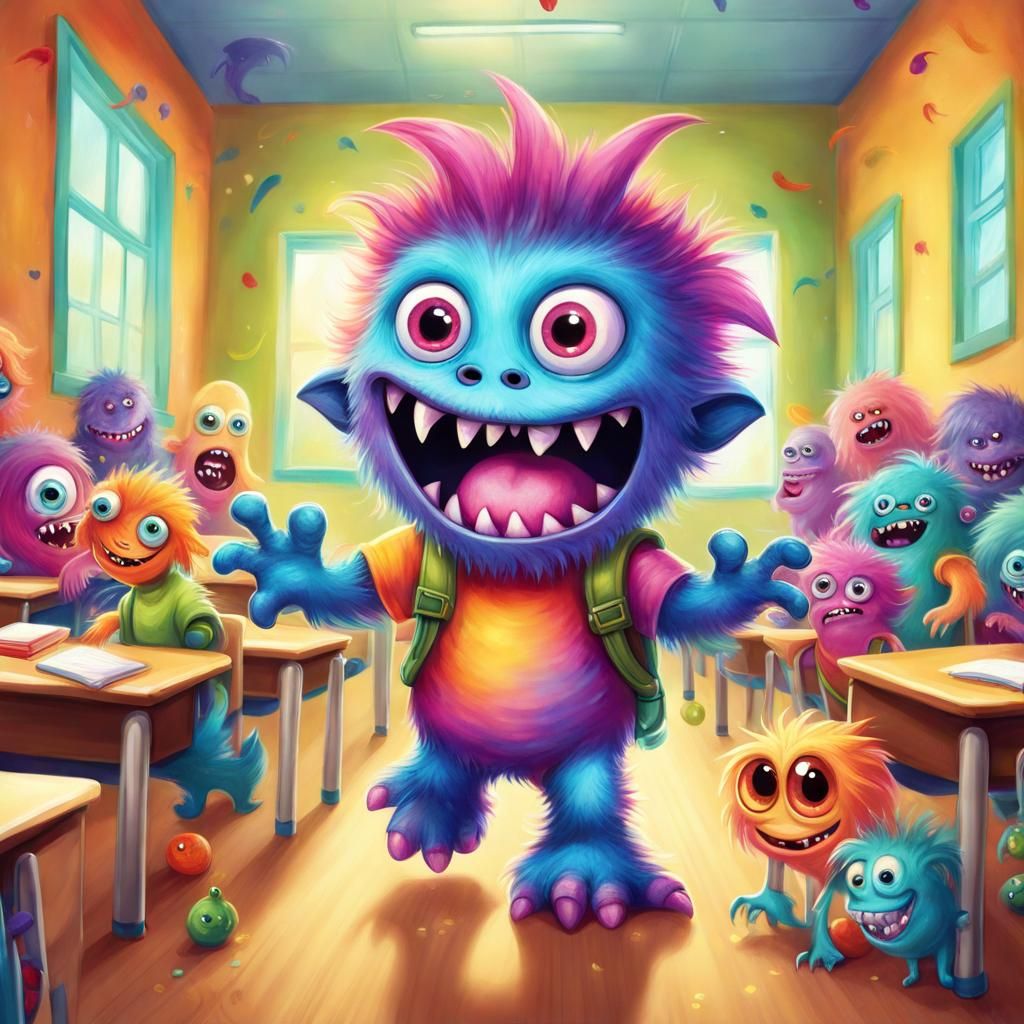 Monster's First Day of School - AI Generated Artwork - NightCafe Creator