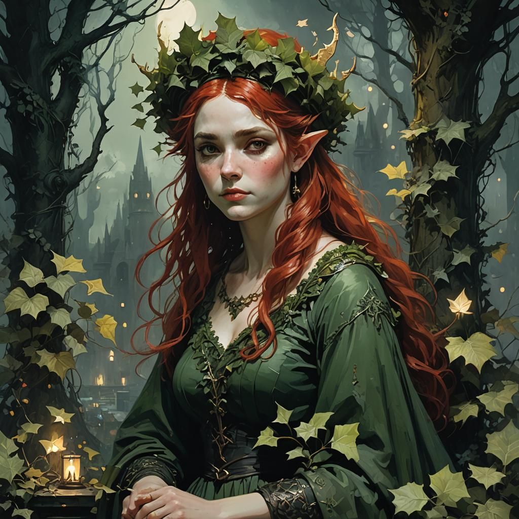 A Beautiful Poison ivy Elf queen - AI Generated Artwork - NightCafe Creator