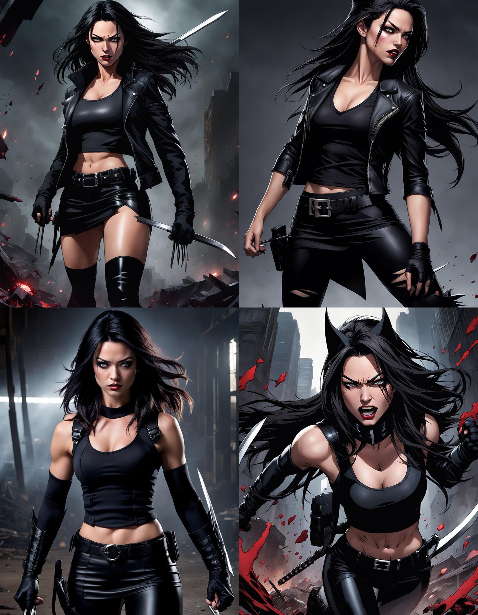 Daphne Keen as 18yo Laura Kinney, codename Wolverine, X23, (labored breathing), (torn, tattered ...