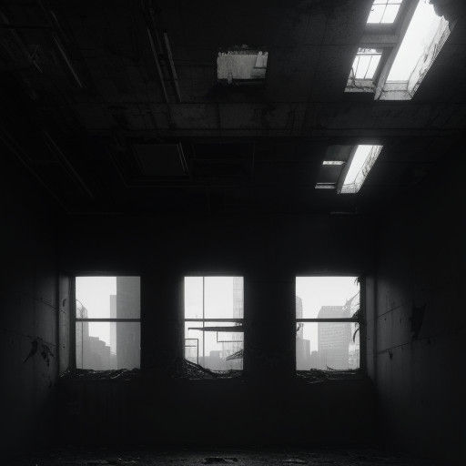 Gritty Futuristic Apartment Building Amidst Decay - AI Art