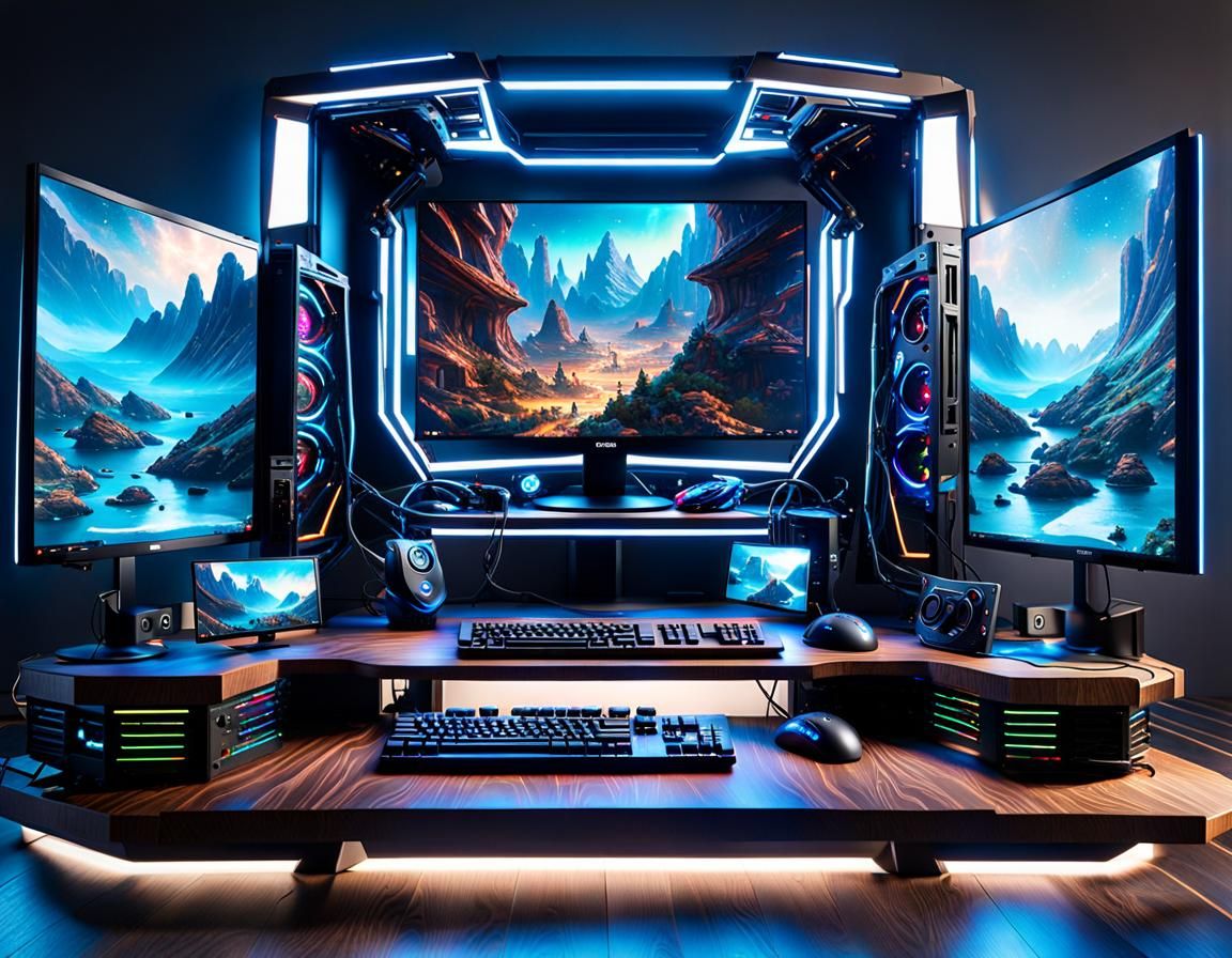 quantum gaming pc setup - AI Generated Artwork - NightCafe Creator