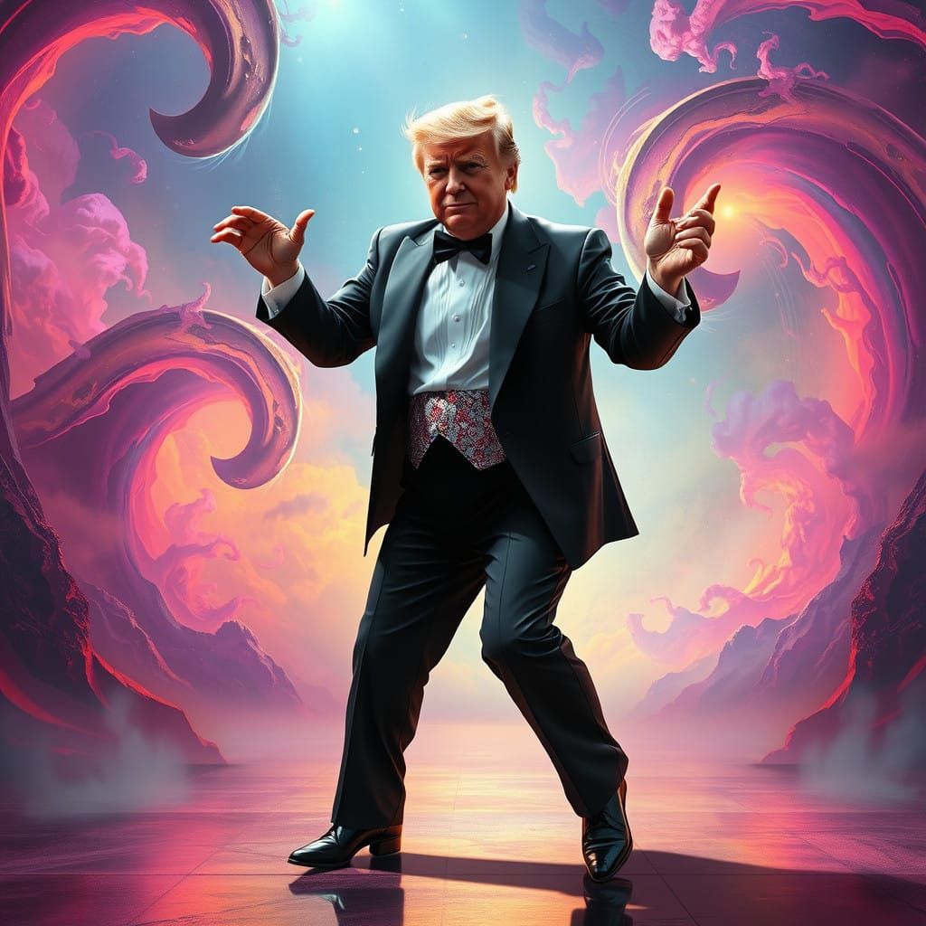 trump doing a dance - Trump Shines in Futuristic Dance Spect...