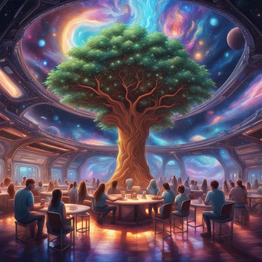 Dining hall on the spaceship - AI Generated Artwork - NightCafe Creator