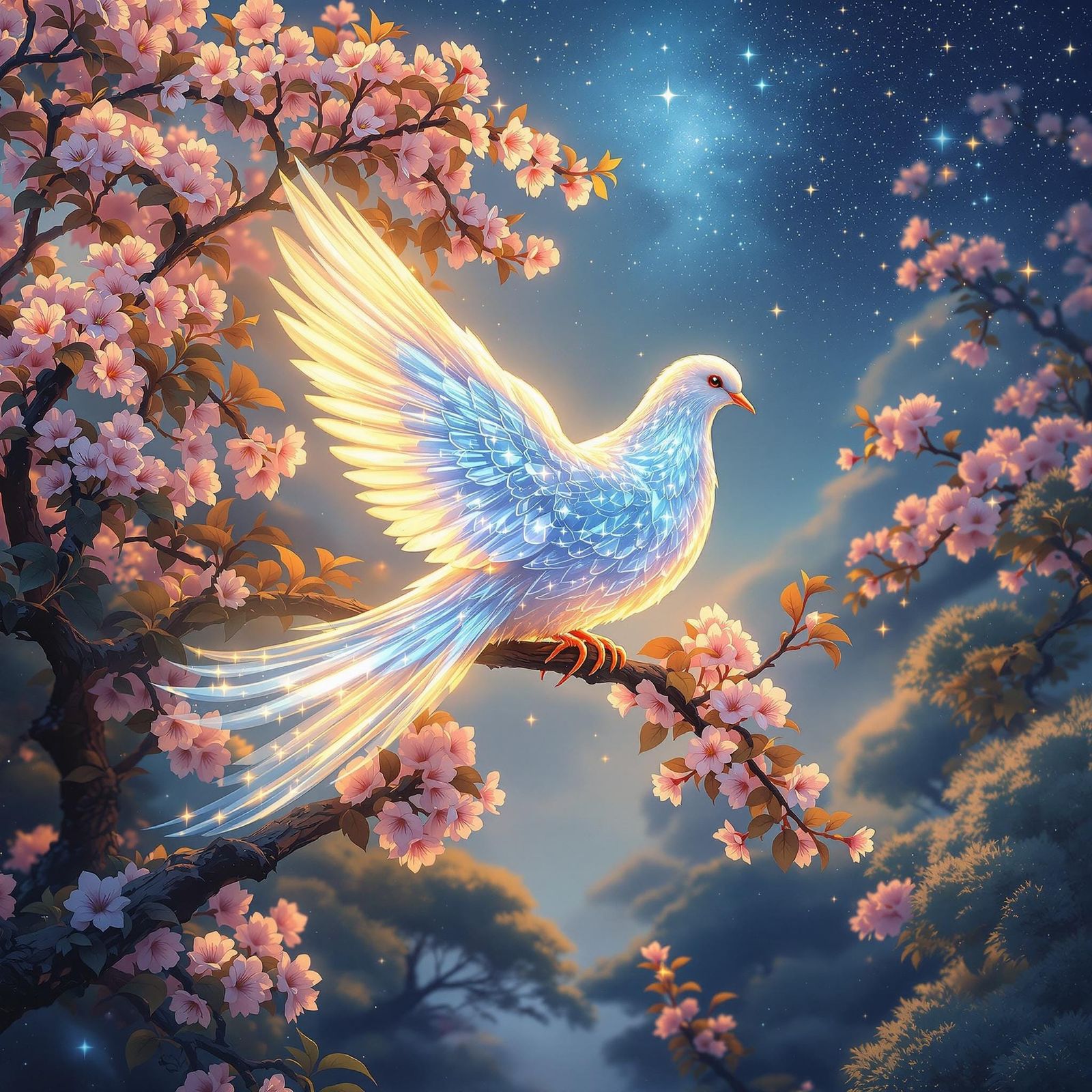 Magical Dove - Japanese Forest Dove in Ethereal Glow