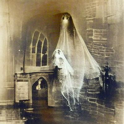 Vintage photograph of a Victorian ghost bride in an old church - AI ...