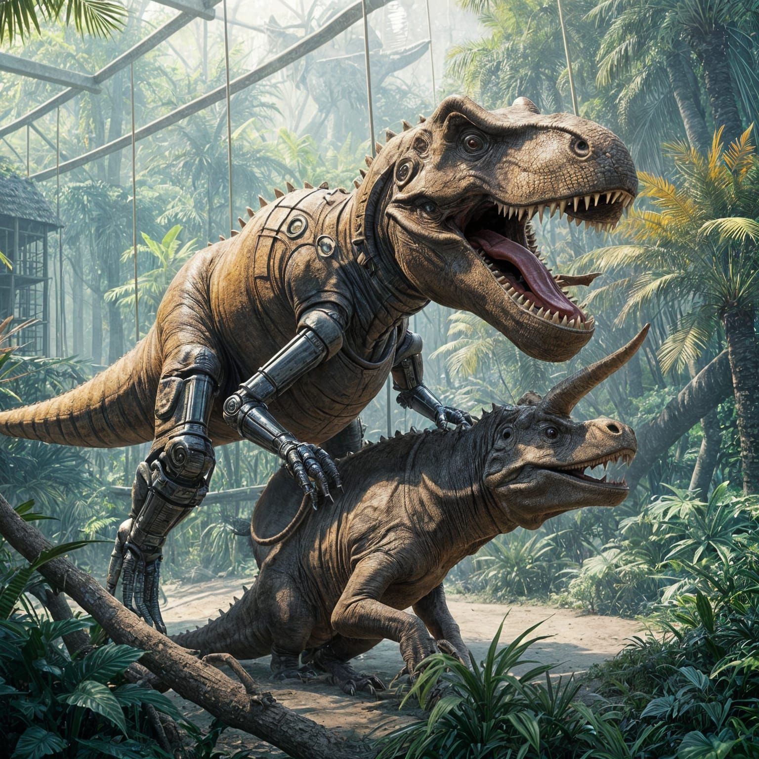 T-rex I'm a zoo cell - Robotic T-Rex Devours Triceratops in ...