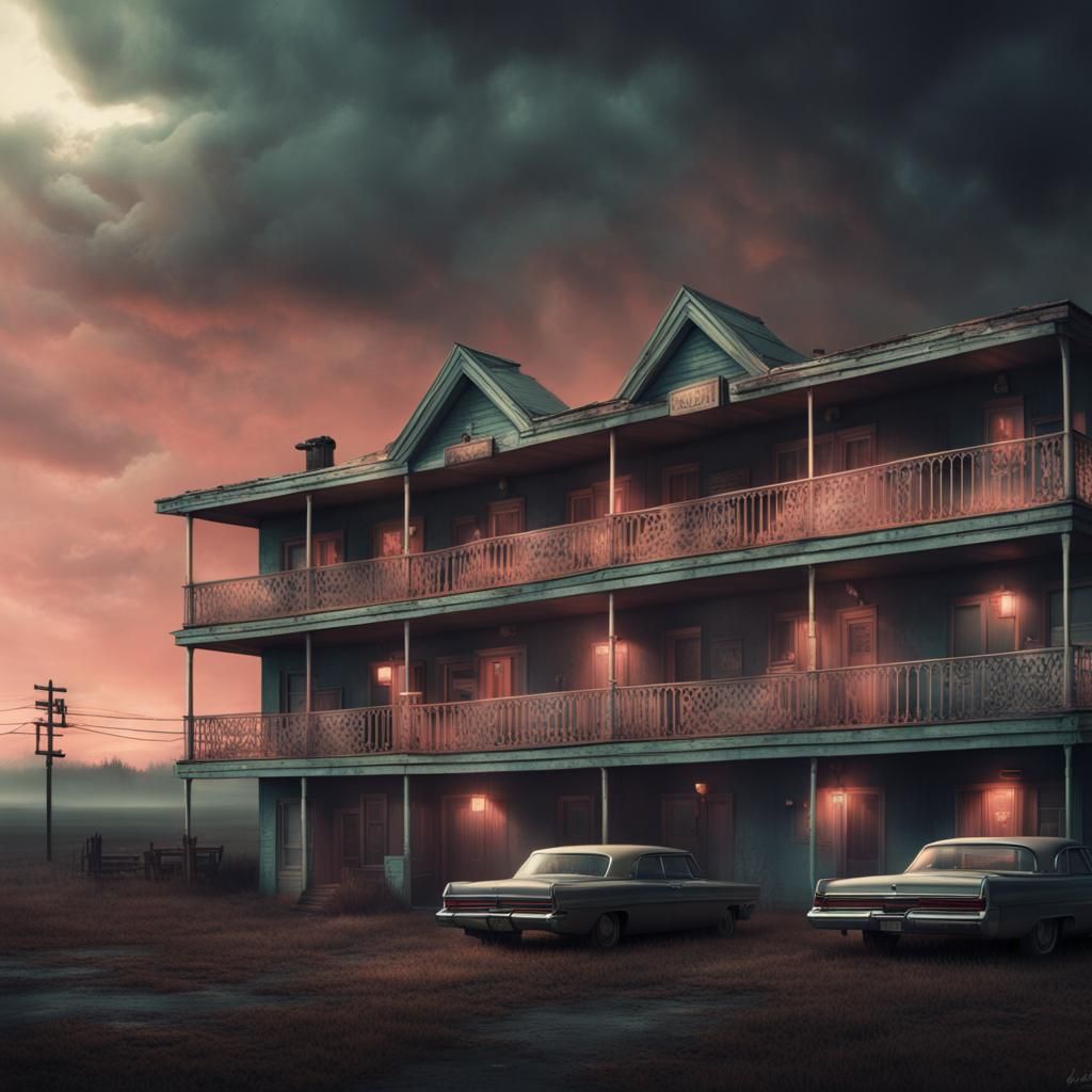 Creepy motel - AI Generated Artwork - NightCafe Creator