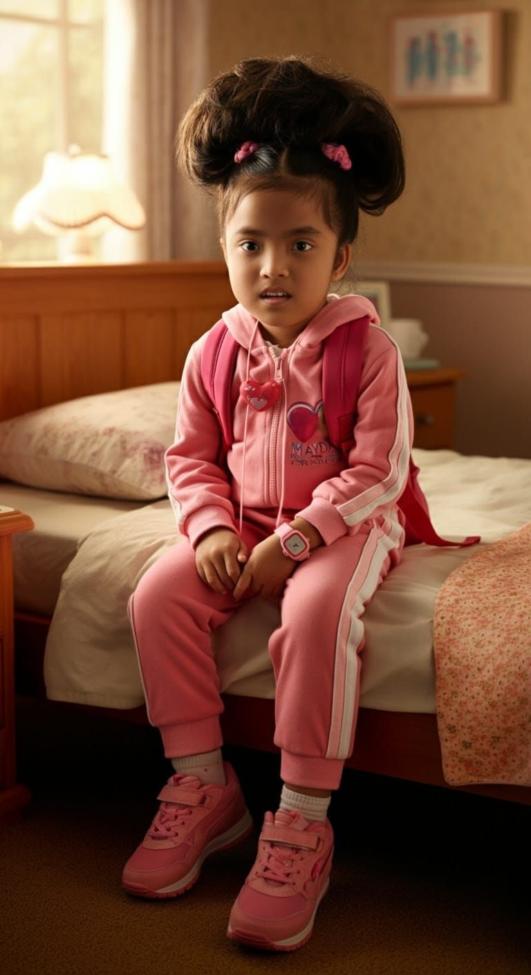Girl with Autism Wears Pink Tracksuit in Photoreal... - AI Art
