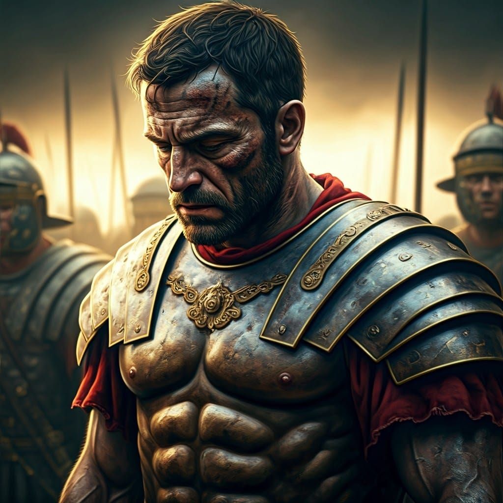 Battle-Scarred Roman Centurion in Golden-Era Respl... - AI Art